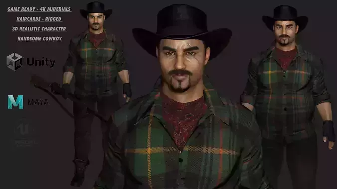 3D model AAA 3D REALISTIC COWBOY HUNTER CHARACTER - WESTERN HUNTER MALE ...