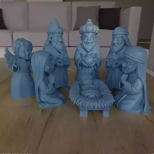 Nativity Scene 3D Model Jesus Mary Joseph Angel Magi 3D model 3D ...