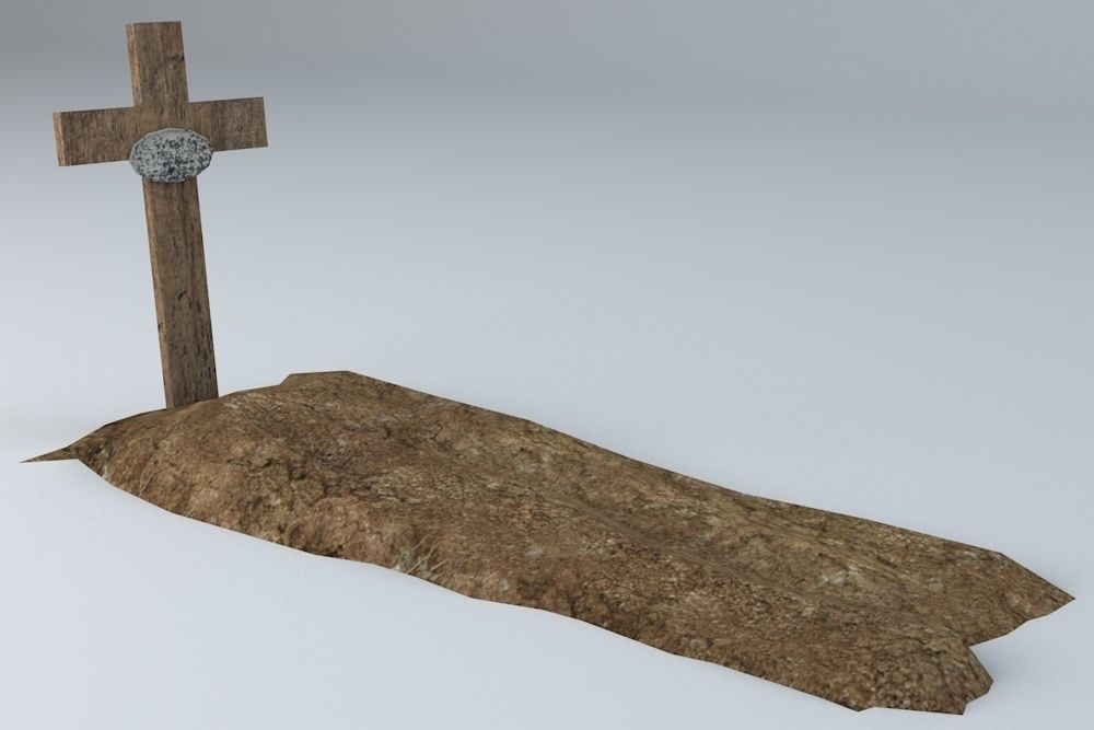 3D model Grave 4 Lowpoly Game Ready with cross VR / AR / low-poly ...