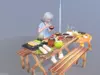 Cute Anime Breakfast eating Japanese Korean Food Animated 3D model ...