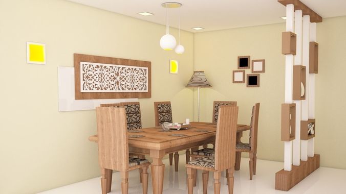 3D model dinning table with partiton VR / AR / low-poly | CGTrader