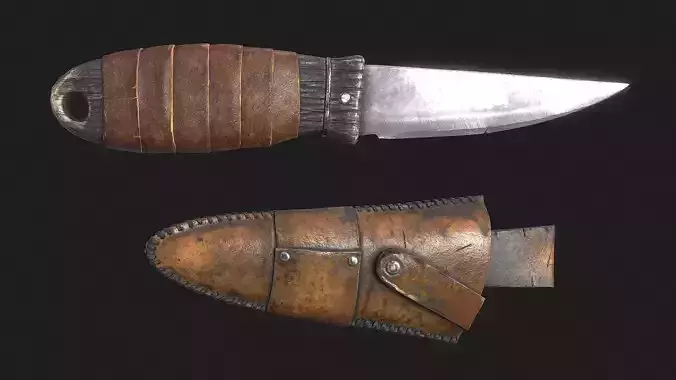 3D model Knife in a Leather Sheath VR / AR / low-poly | CGTrader