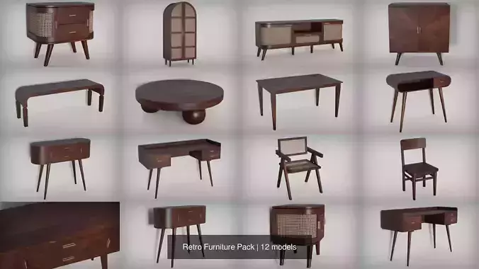 Retro Furniture Pack VR / AR / low-poly | CGTrader