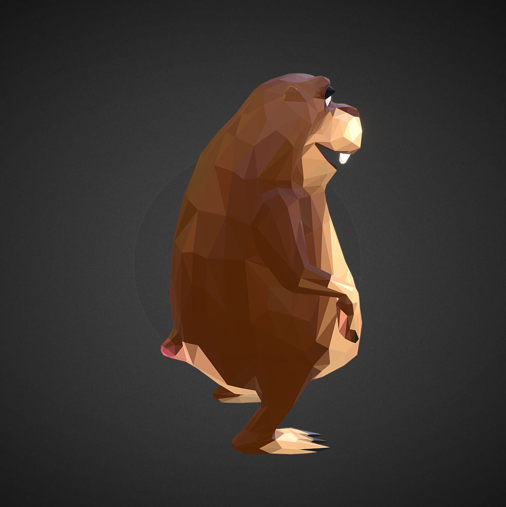 3D model Gopher Cartoon Low Polygon Art Farm Animal VR / AR / low-poly ...