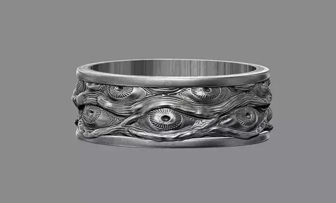 Gothic horror infinte eyes ring 3D model 3D printable | CGTrader