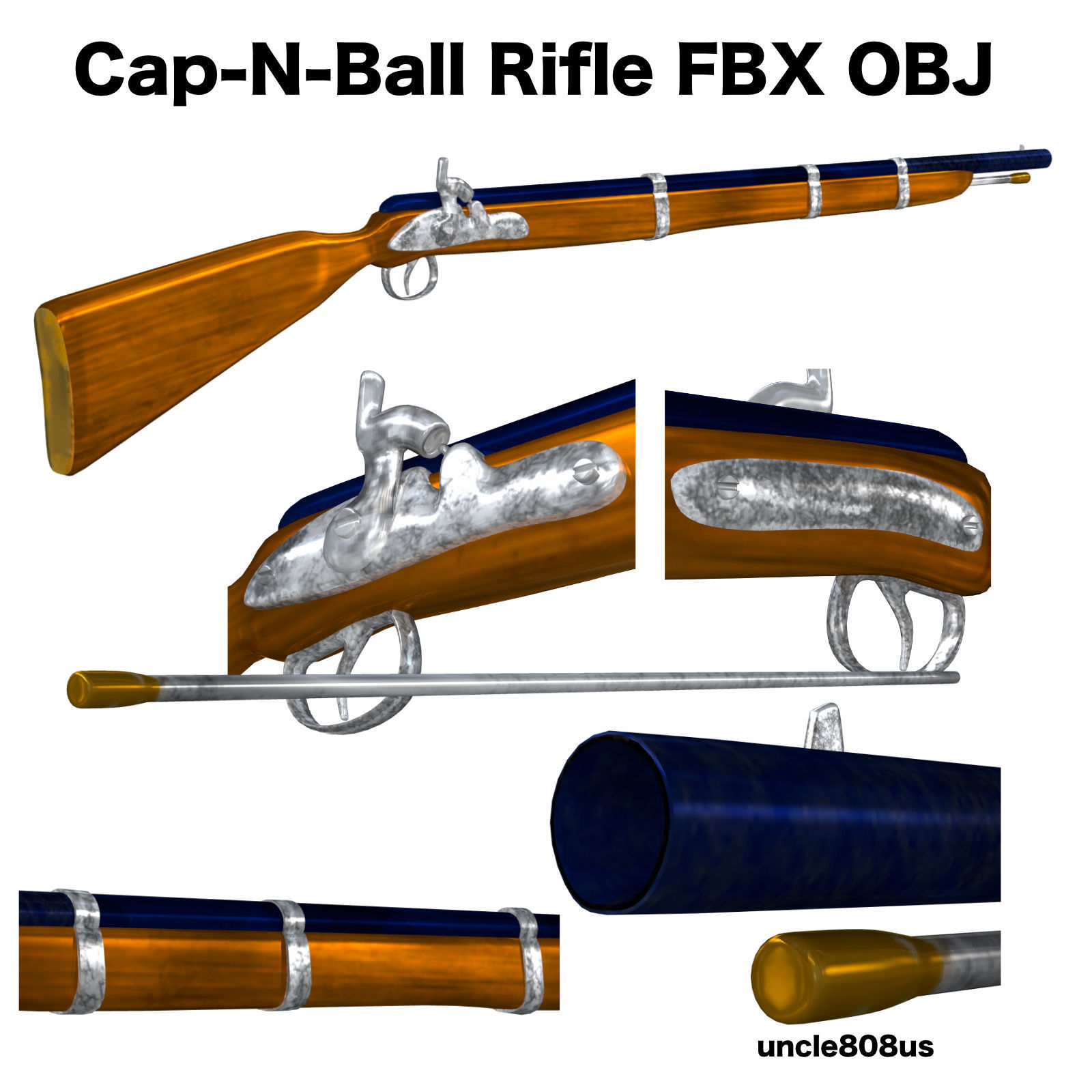 Cap-N-Ball Rifle FBX OBJ 3D model | CGTrader