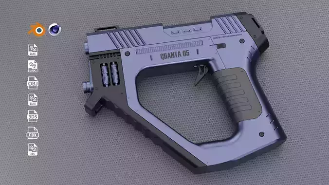 Quanta 05 SciFi Concept Futuristic Handgun Violet Color 3D model | CGTrader