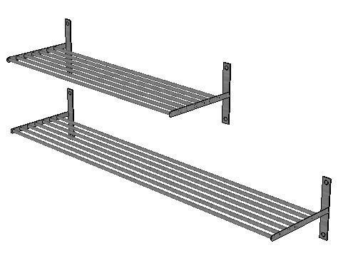 3D model 80cm and 120cm stainless steel rail shelf VR / AR / low-poly ...