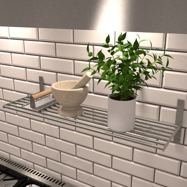 3D model 80cm and 120cm stainless steel rail shelf VR / AR / low-poly ...