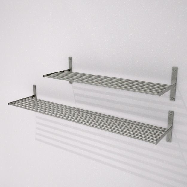 3D model 80cm and 120cm stainless steel rail shelf VR / AR / low-poly ...