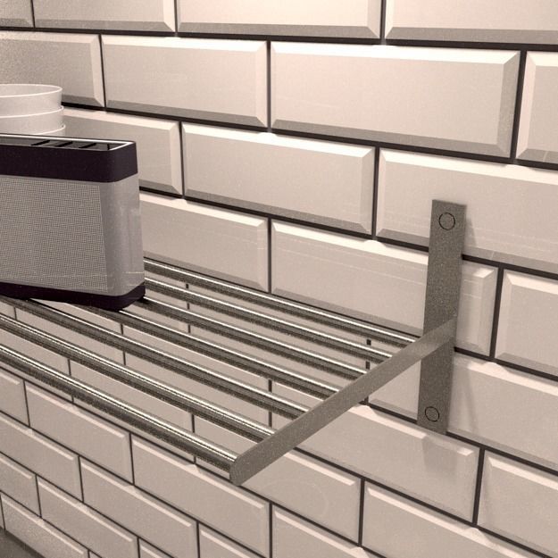 3D model 80cm and 120cm stainless steel rail shelf VR / AR / low-poly ...