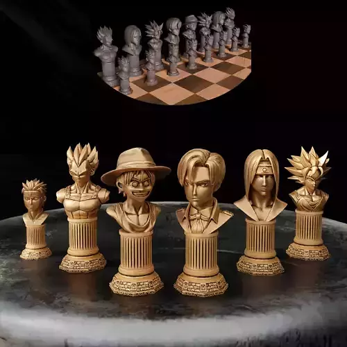 Epic Anime Chess Bundle - Goku Luffy Vegeta Trunks Android - 3D 3D ...