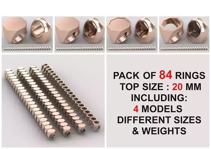 octagonal Signet Ring Base 20 MM top in All sizes 265-MWCG 3D Model ...