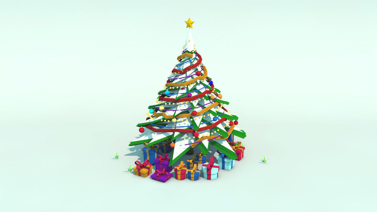 3D model Low Poly Snow Christmas Tree VR / AR / low-poly | CGTrader