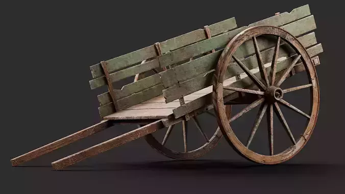 Old Rustic Wooden Cart 3D model | CGTrader