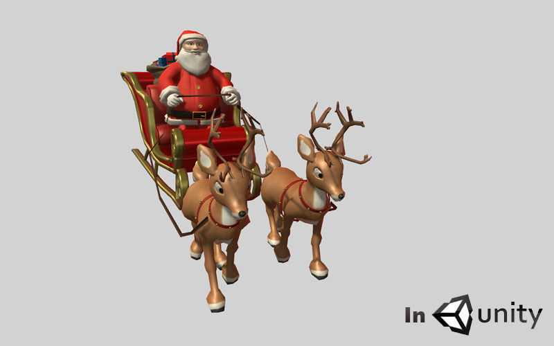 3D model Animated Santa Sleigh VR / AR / low-poly rigged animated ...