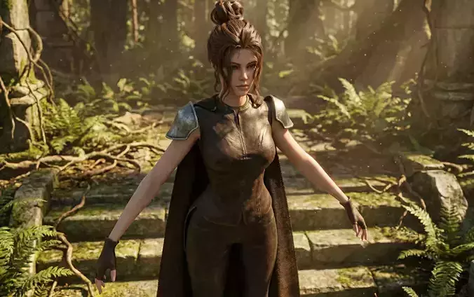 Hot Female Character Base Mesh Fantasy Warrior Outfit 3D model animated ...