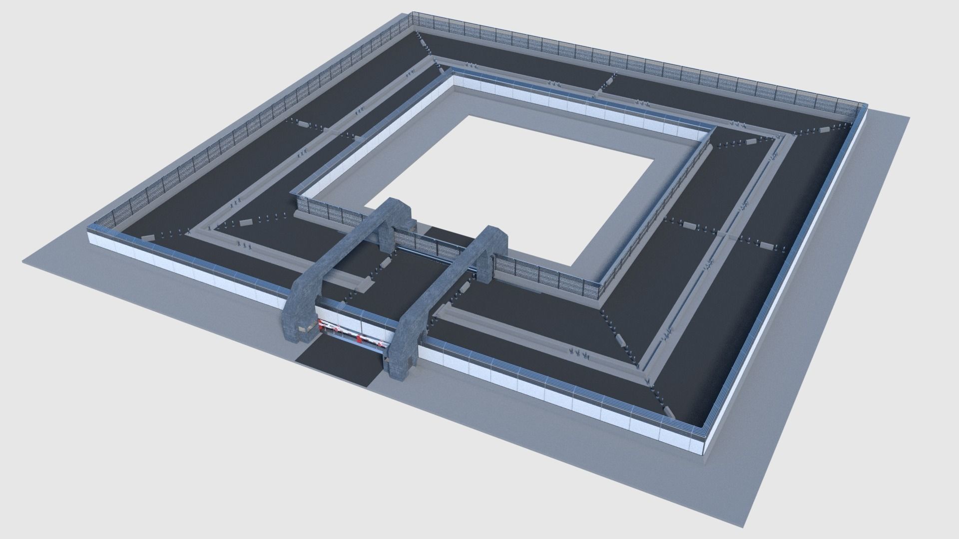 3D model Compound Fence - Modular VR / AR / low-poly | CGTrader