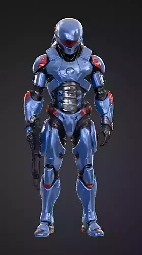 3D model Futuristic Armored Soldier Sci-Fi Game Ready 3D Character PBR ...