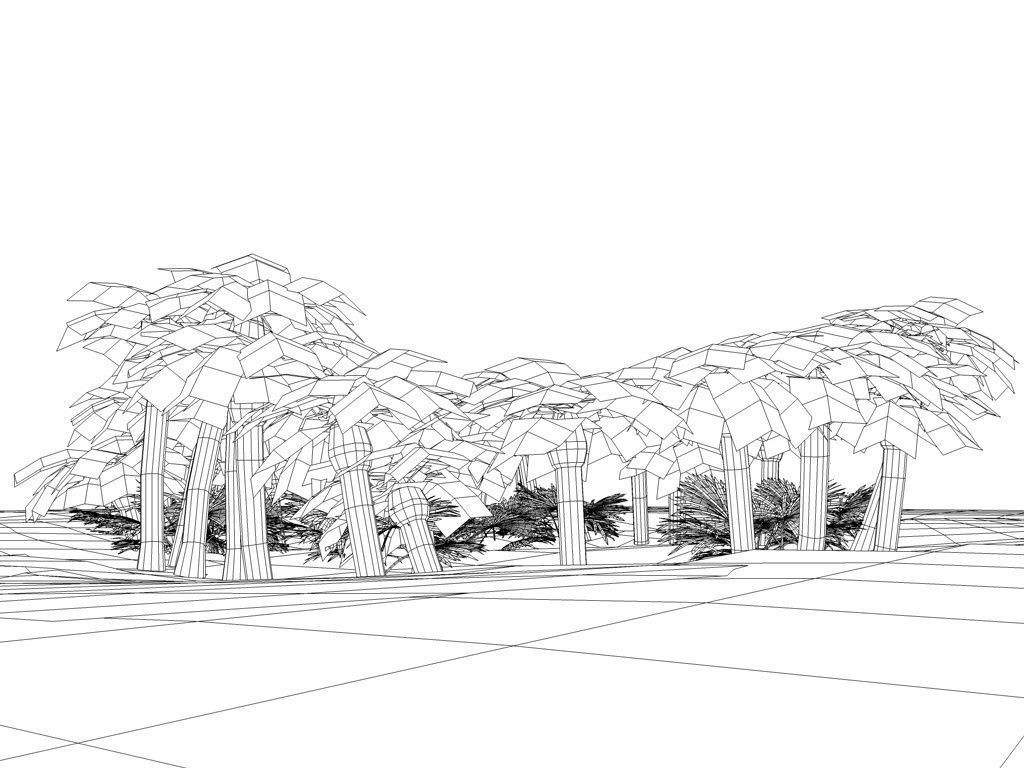 3D model Low Poly oasis desert island with palm trees VR / AR / low ...