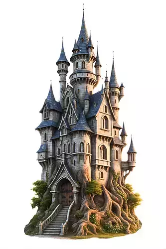 Elven Tree Castle STL Fantasy Castle on Ancient Roots 3D print 3D model ...