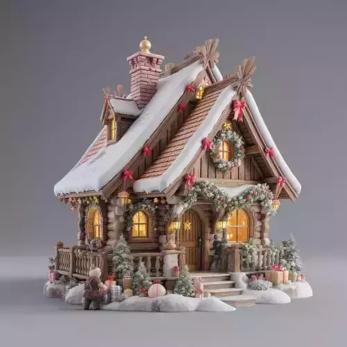 Festive Christmas House Holiday Decorated Home 3D Model 3D model | CGTrader