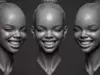 Female facial details head sculpture expression happy laugh 066 3D ...