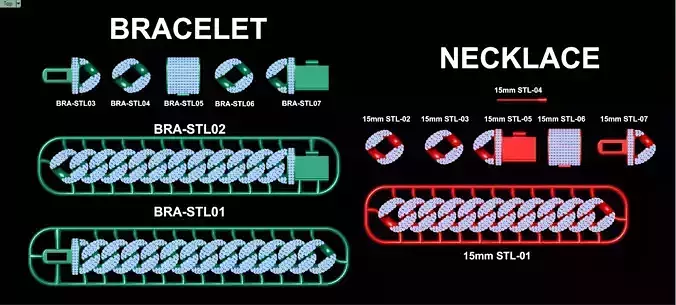 15mm Wide CUBAN Chain Bracelet and Necklace Full Lock Box 3D Model ...
