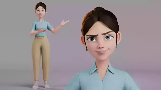 3D model Cartoon Woman Rig VR / AR / low-poly | CGTrader
