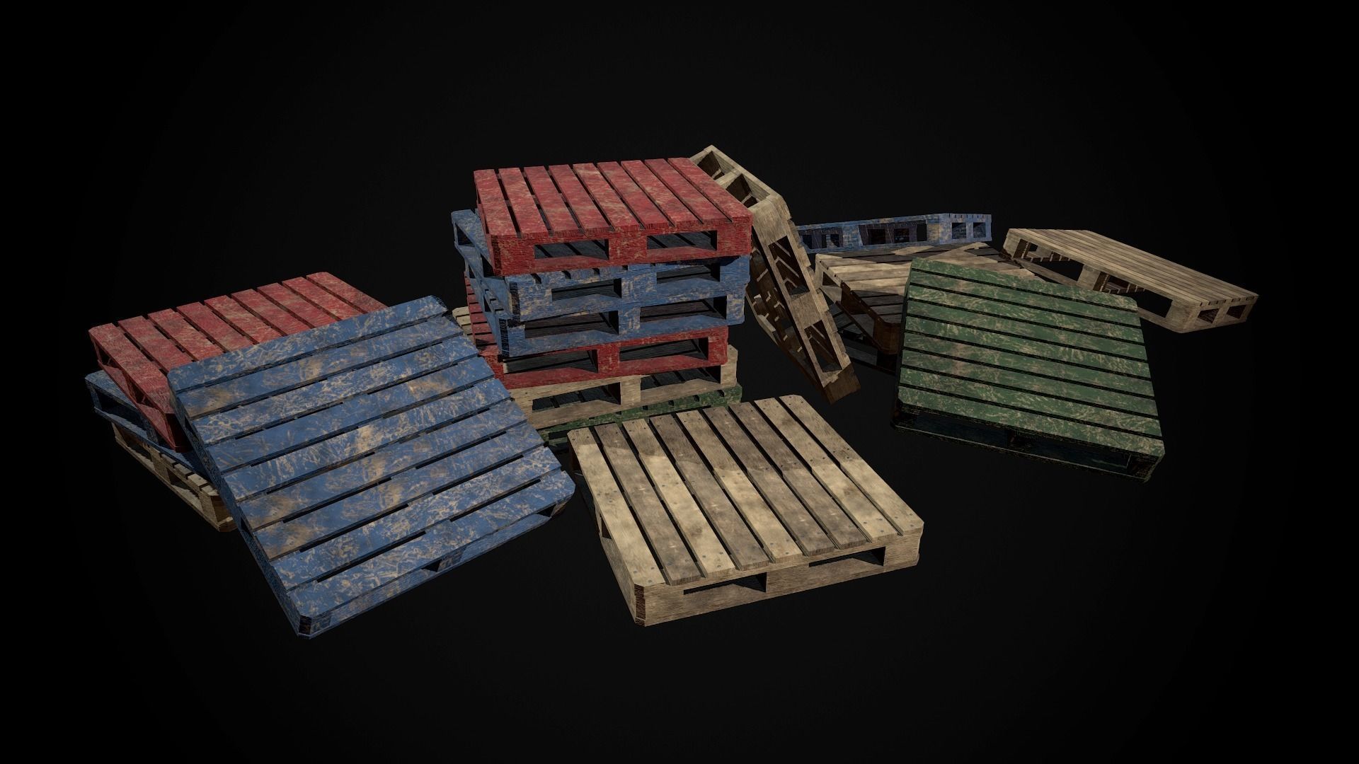 3D model Low Poly PBR Wooden Pallets VR / AR / low-poly | CGTrader