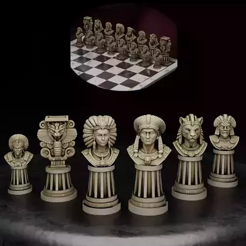 Aztec Mythology Chess Pieces Set of 6 - Quetzalcoatl Jaguar STL 3D ...