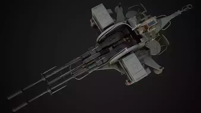 3D model ZU 23 2 AA Gun with ZAP 23 Sight Rigged Animated 4K Textures ...