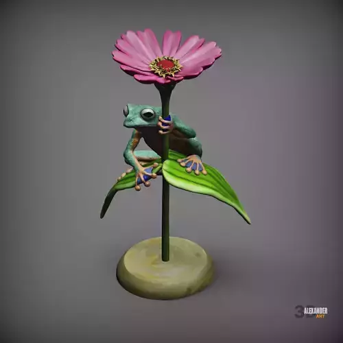 Wallace flying frog on a flower 3D model 3D printable | CGTrader