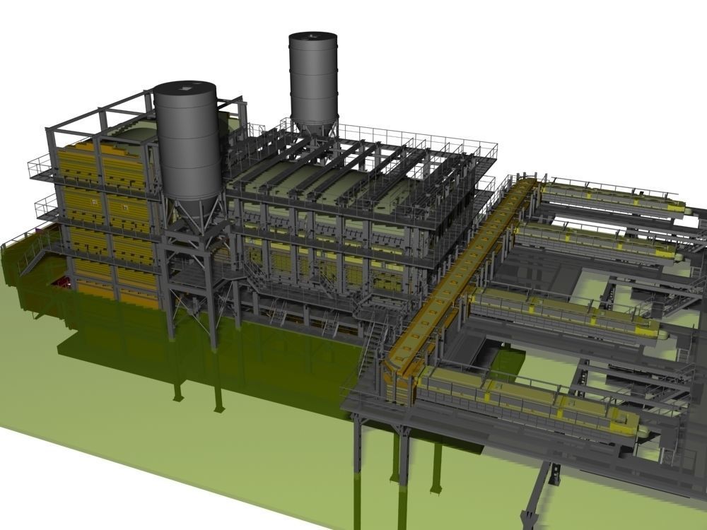 Glass melting furnace -a full working project 3D model | CGTrader