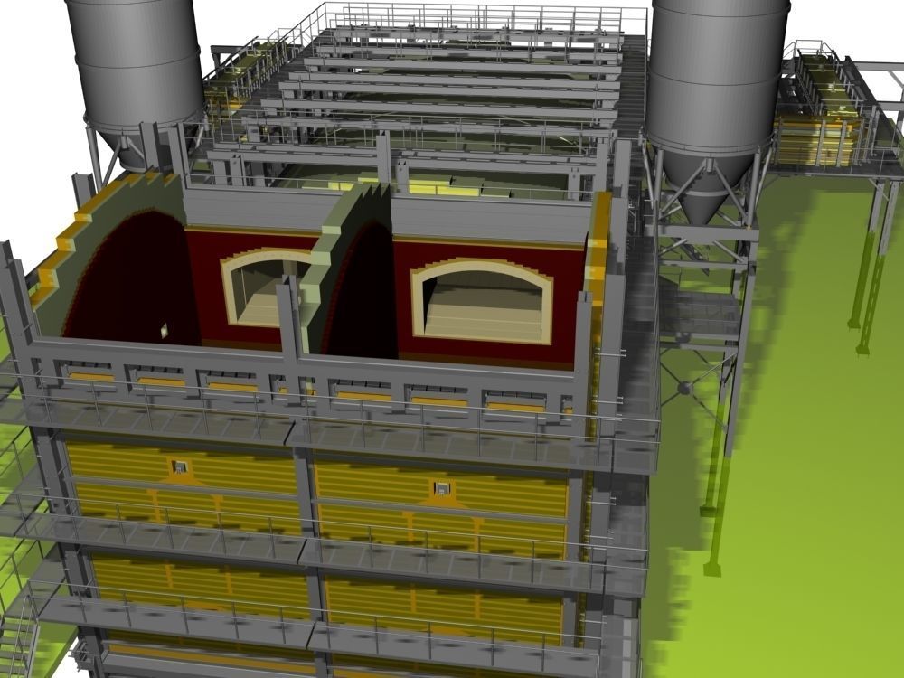 Glass melting furnace -a full working project 3D model | CGTrader