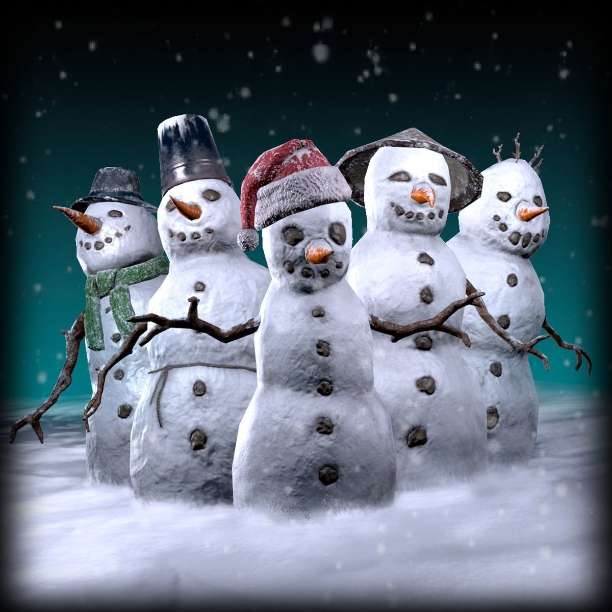 3D model SnowMan pack VR / AR / low-poly | CGTrader