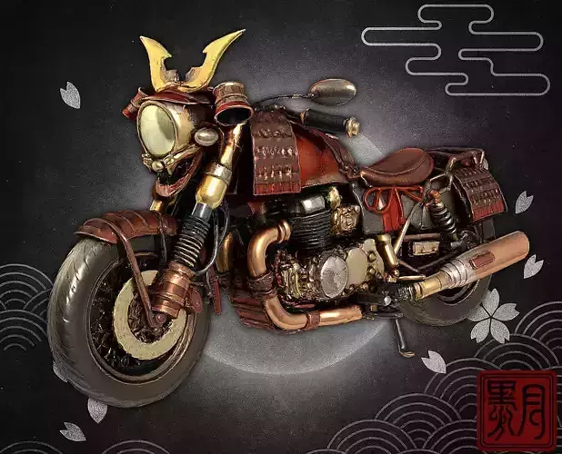 Samurai Motorcycle Warlord Ronin Bike Highpoly Game 3D model 3D ...