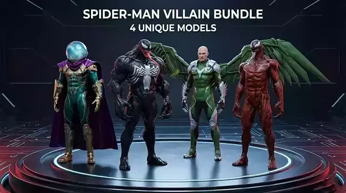 3D Model Collection Marvel Sinister Symbiote Villain Bundle 5 Elite 3D ...