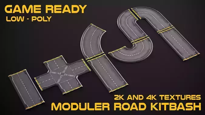 3D model Sci-fi Modular Road Kitbash PBR VR / AR / low-poly | CGTrader