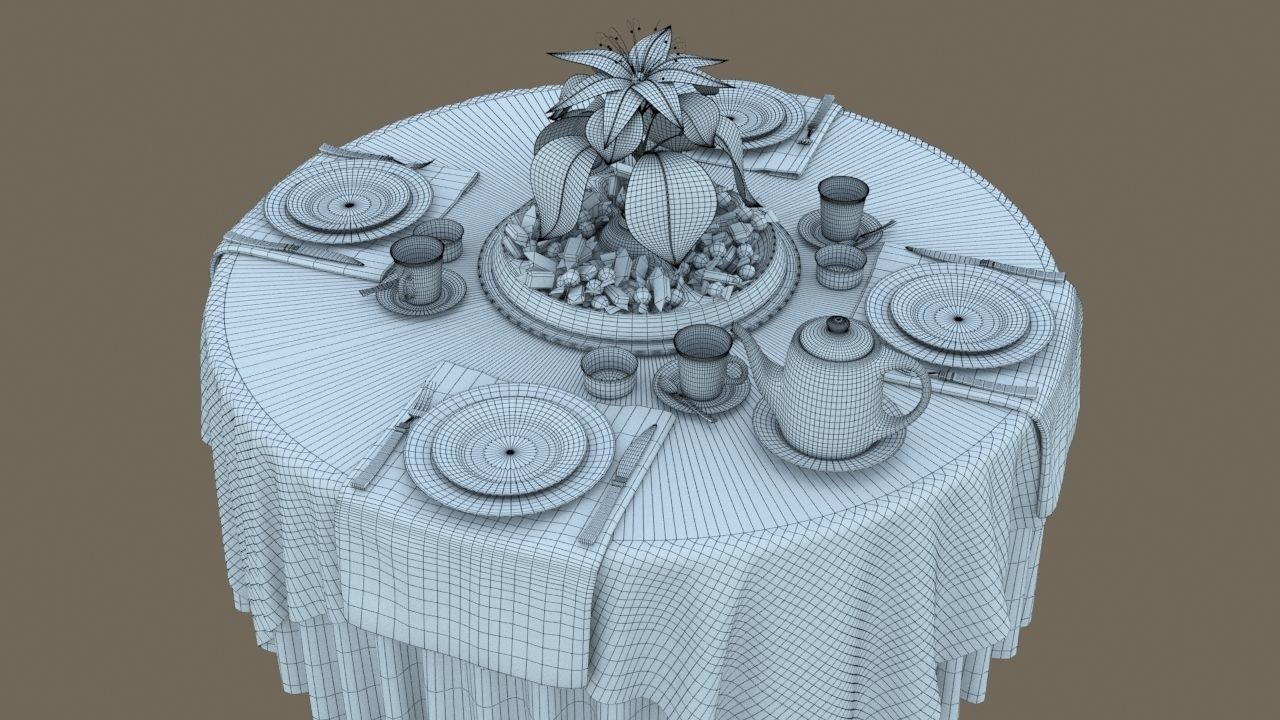 Tea table set free 3D model | CGTrader