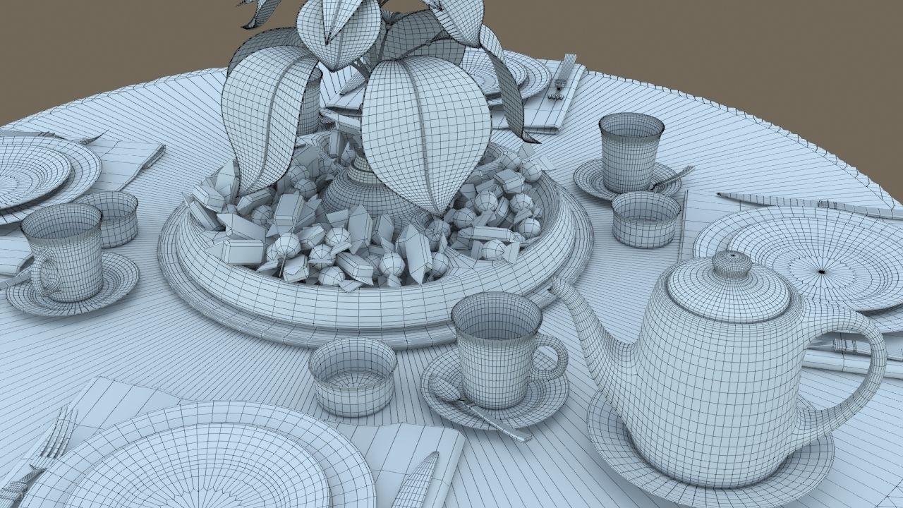 Tea table set free 3D model | CGTrader