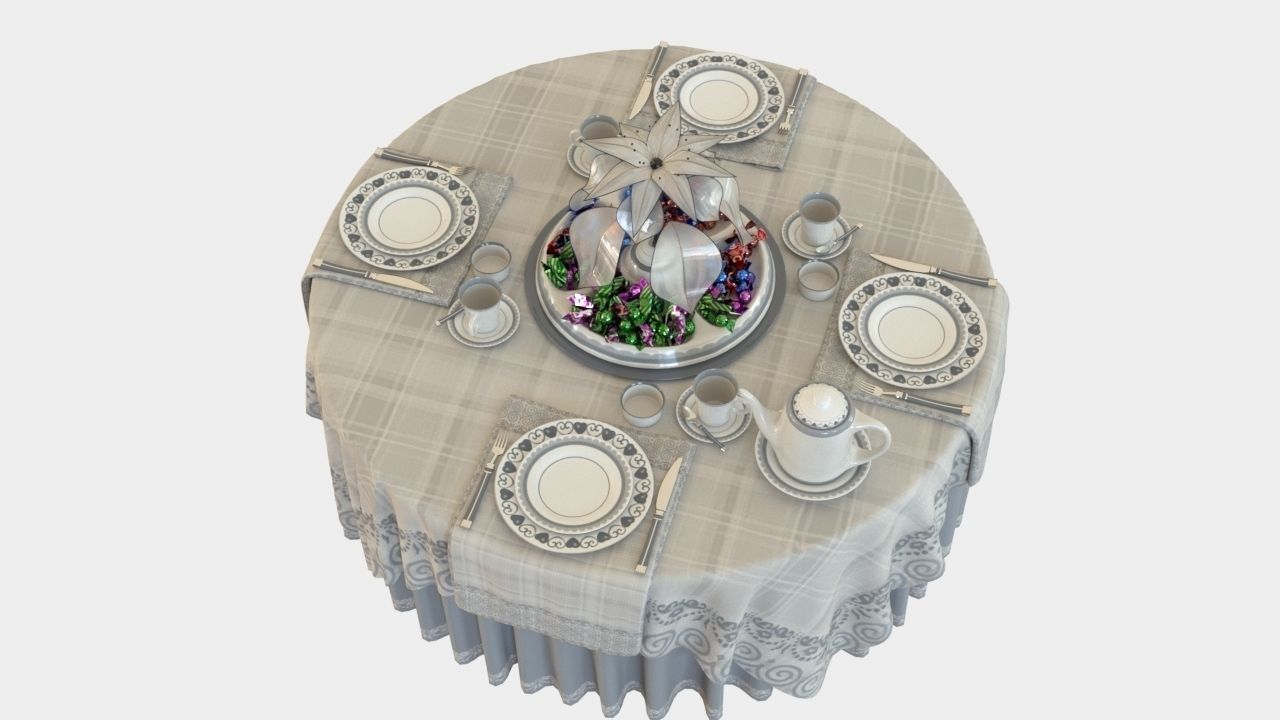 Tea table set free 3D model | CGTrader