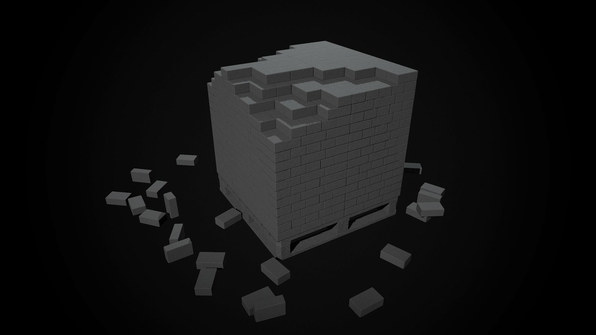 3D model Low Poly PBR Pallets with Bricks and Blocks VR / AR / low-poly ...