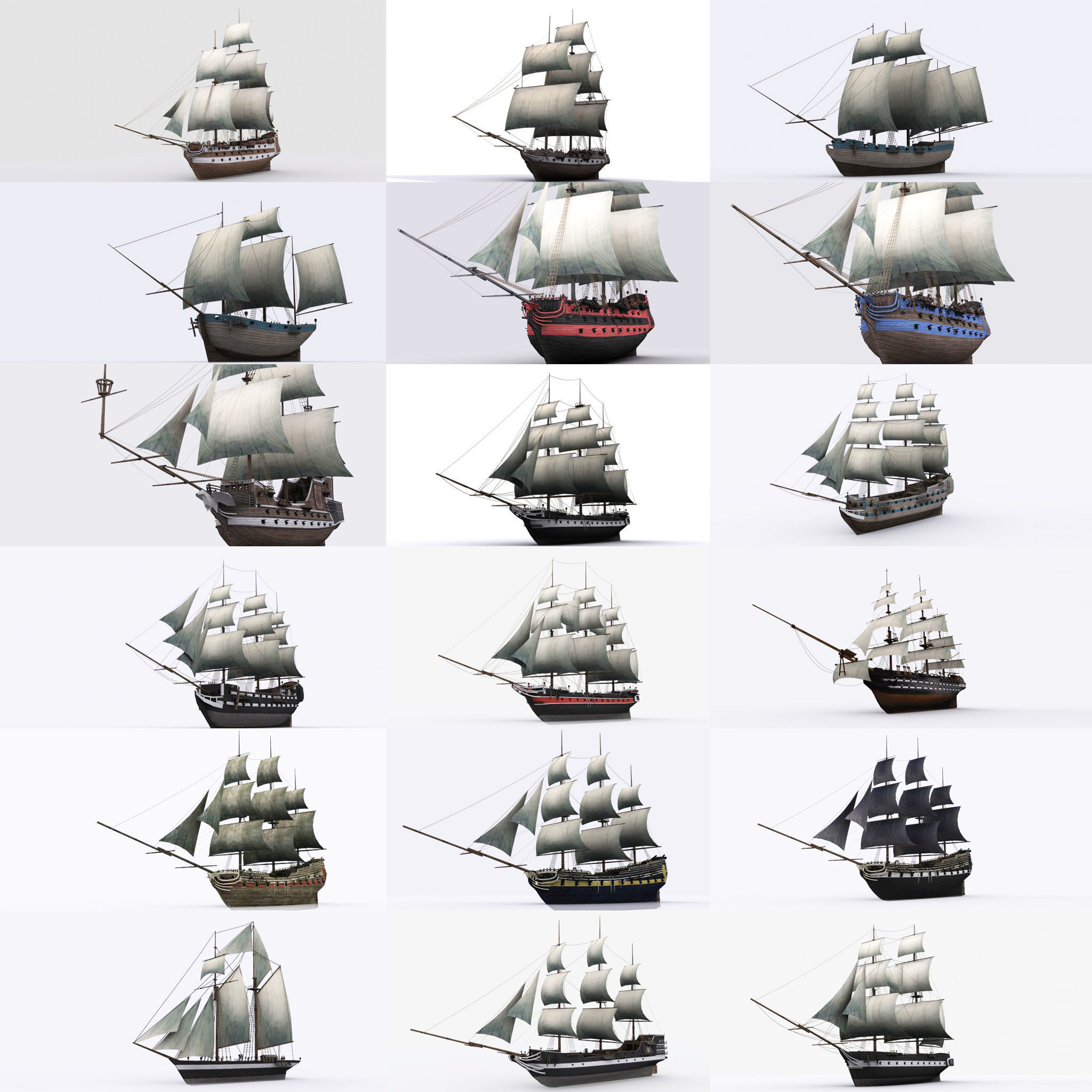 3D model 17 sailing ship VR / AR / low-poly | CGTrader