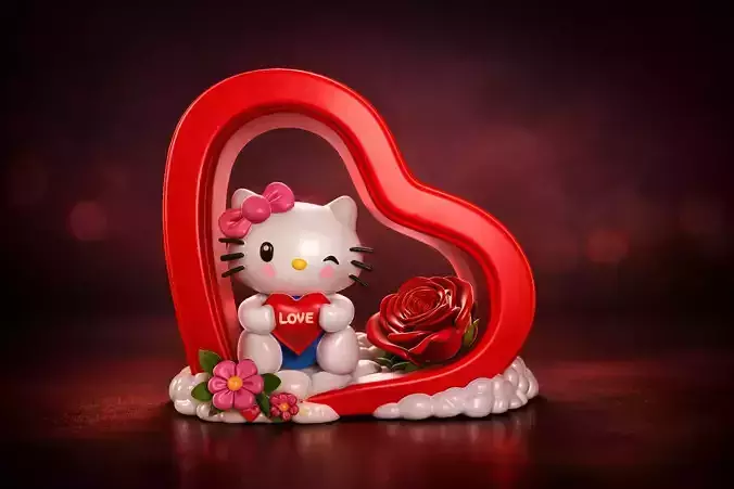 Hello Kitty Heart Decor Cute Valentine Gift Romantic Kitty 3D model 3D ...