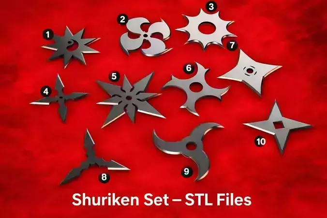 Shuriken Set STL Files 3D model 3D printable | CGTrader
