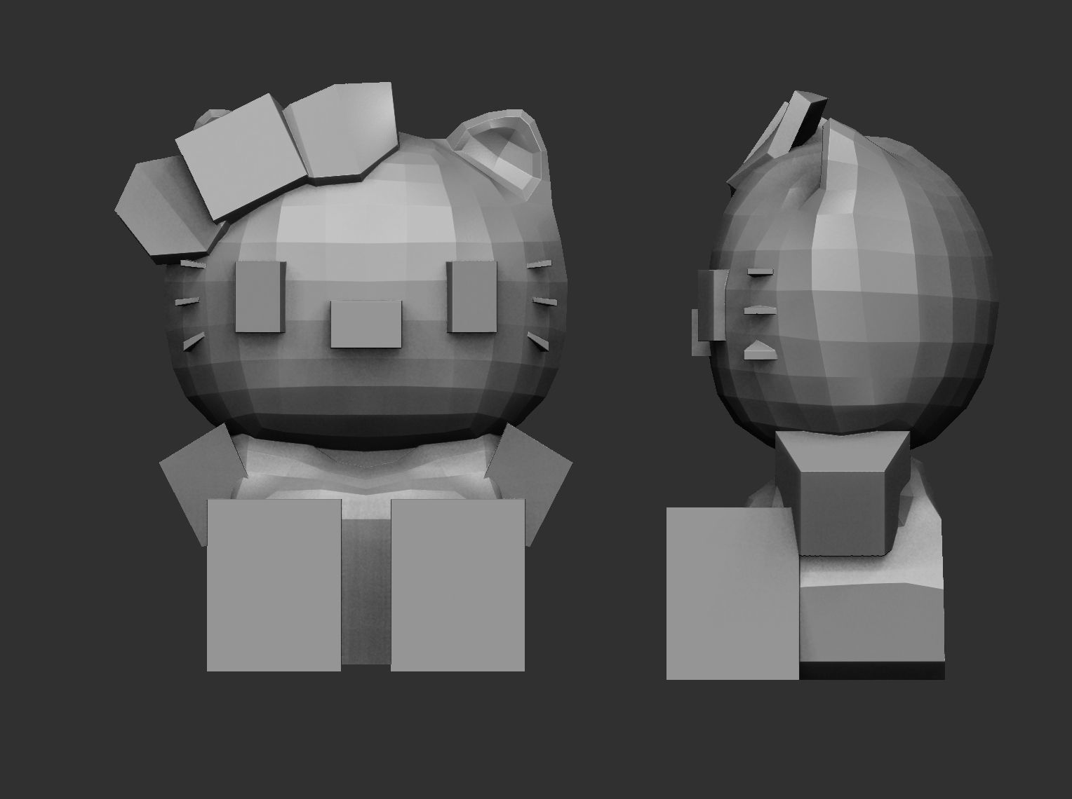 Hello Kitty Printable Blocky Version Easy Print 3D model 3D printable ...