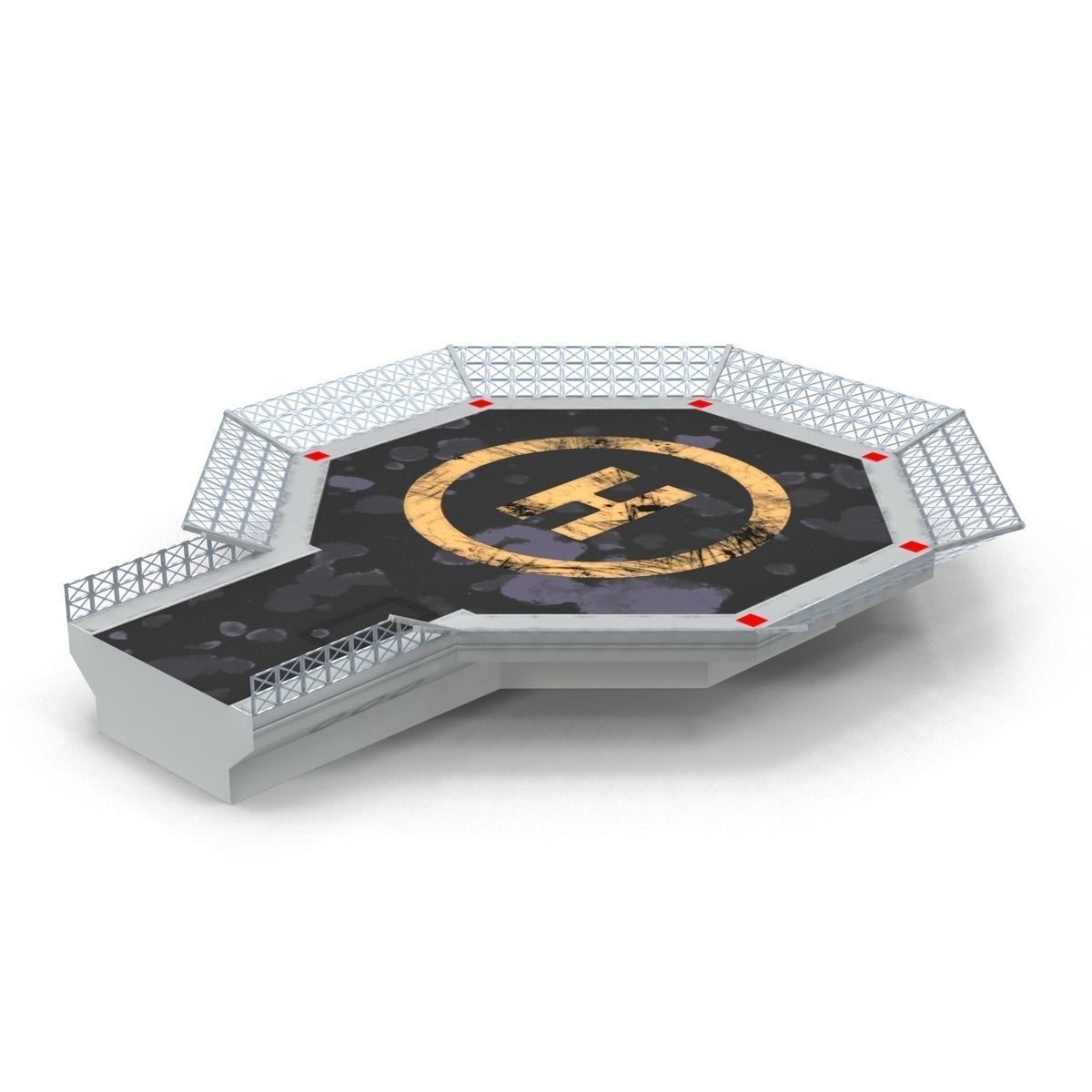 3D model Helipad 3 octagon with gold logo VR / AR / low-poly | CGTrader