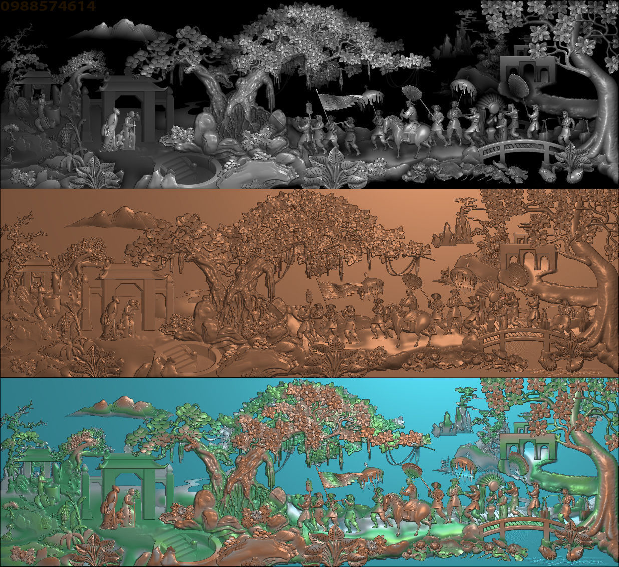 Mural landscape wood carving file stl OBJ and ZTL for CNC 3D model 3D ...