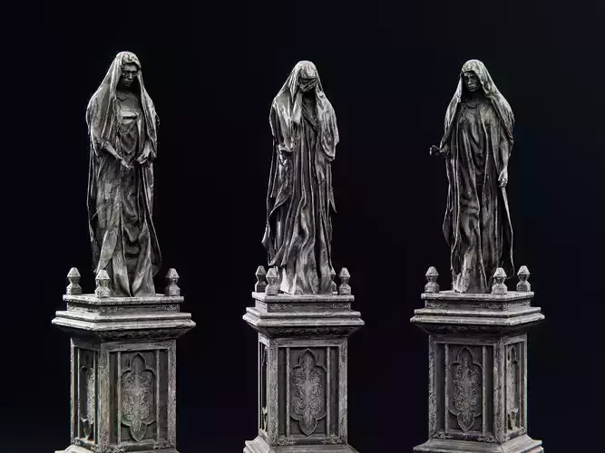 3D model Stone Statues on Podeum VR / AR / low-poly | CGTrader